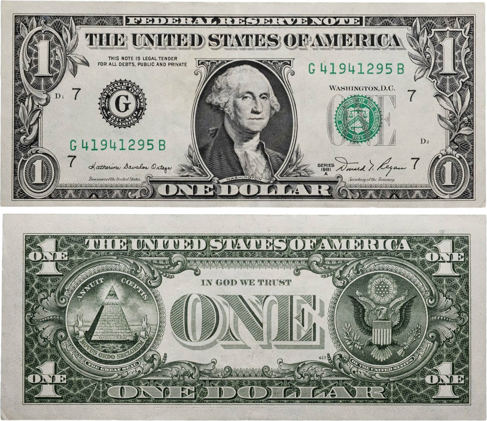 США 1 доллар 1981А года Pick 468b G-Чикаго