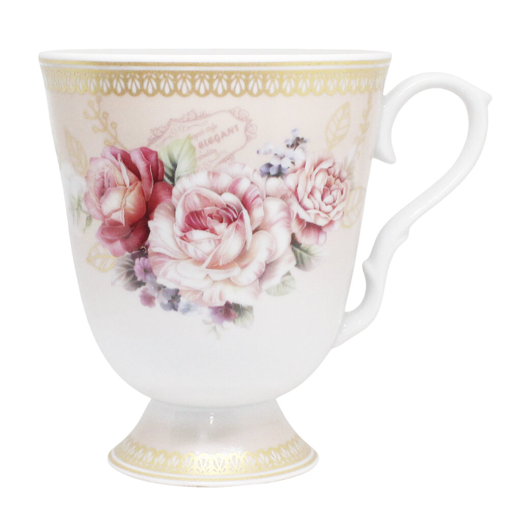 Фарфоровая кружка "Донна Роза", Пудровая, 600 мл.