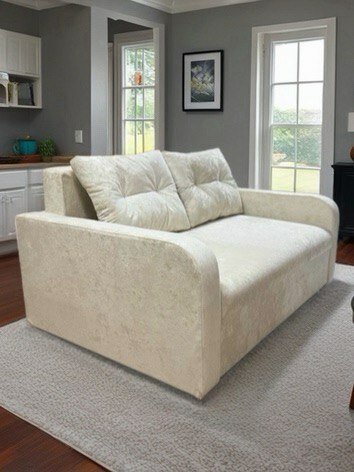 Диван-кровать "сакар мини", светло-бежевый велюр OWN №1, механизм Трехсекционная еврокнижка, 145 х 90 х 80 см