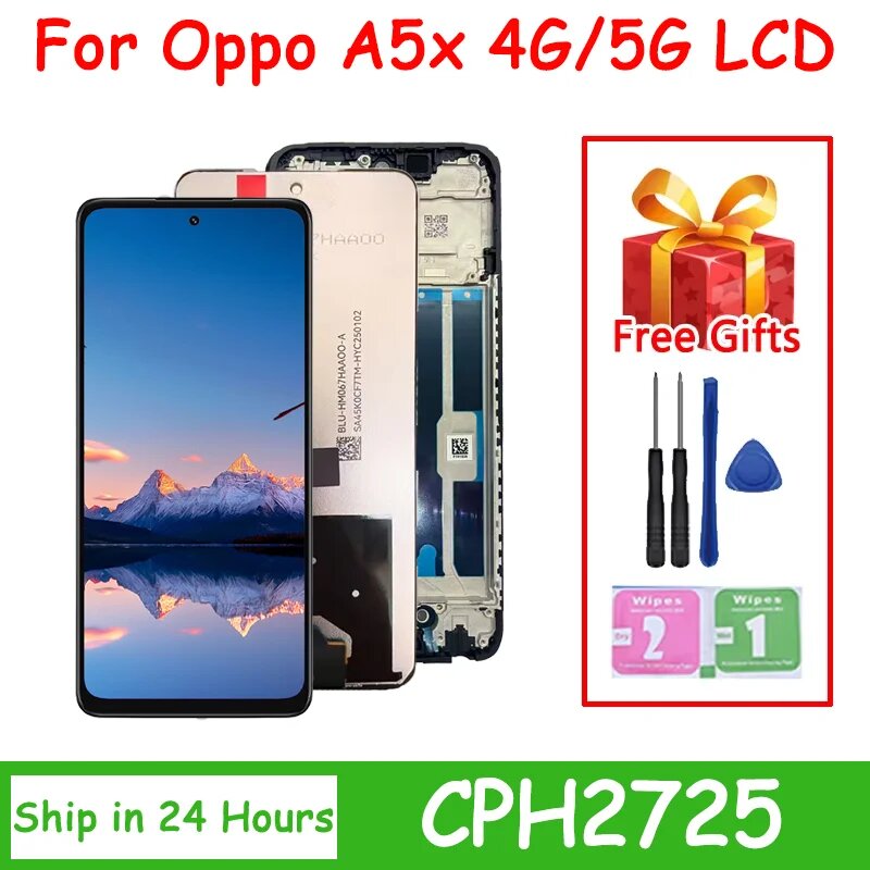 Экран дисплея A5X для Oppo A5X 4G, ЖК-дисплей CPH2711, сенсорный экран в сборе для OPPO A5x 5G, замена ЖК-дисплея