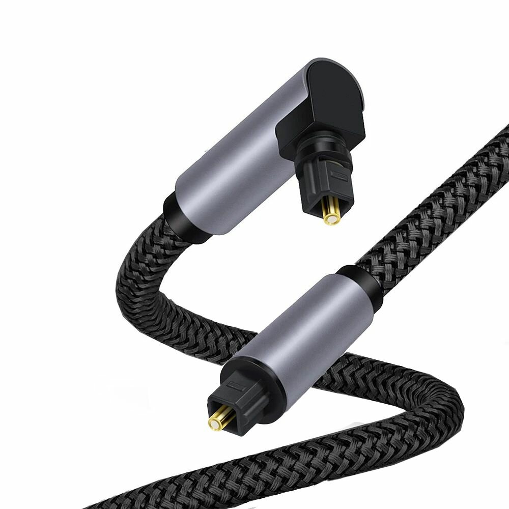 Цифровой оптический аудиокабель с углом 90 градусов, 5.1-канальный, прямоугольный, Toslink SPDIF, коаксиальный кабель для Blu-ray плеера, Xbox, саундбара, оптоволоконный кабель.