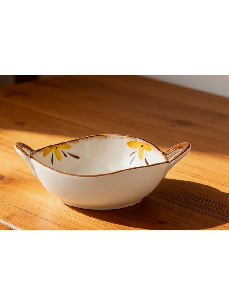 Супница, фарфор, использование в СВЧ и посудомоечной машине, белая/Желтый, 800мл