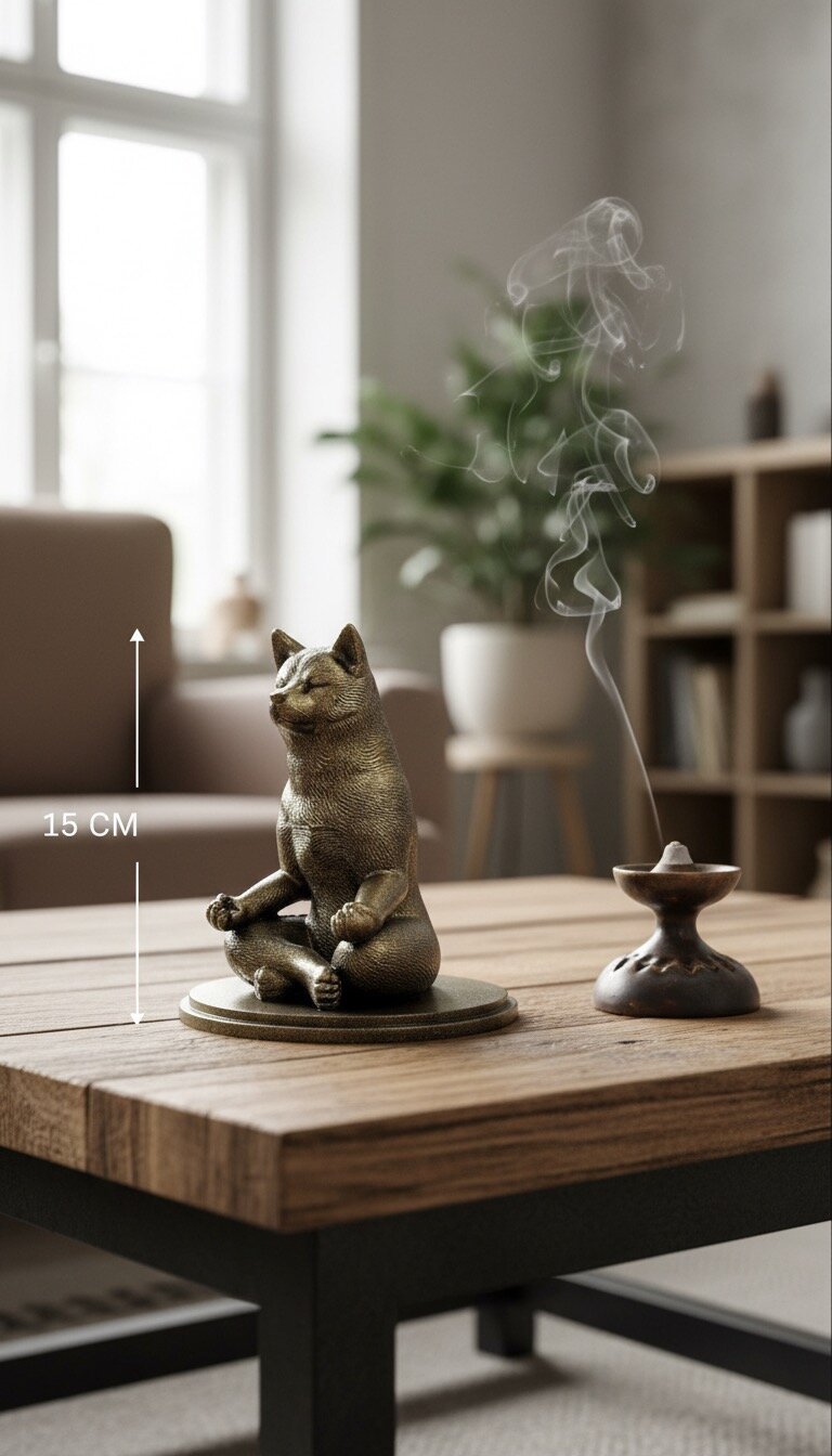 Статуэтка Дзен Сиба-ину, литьевой камень. Декор для дома, высота 15 см.