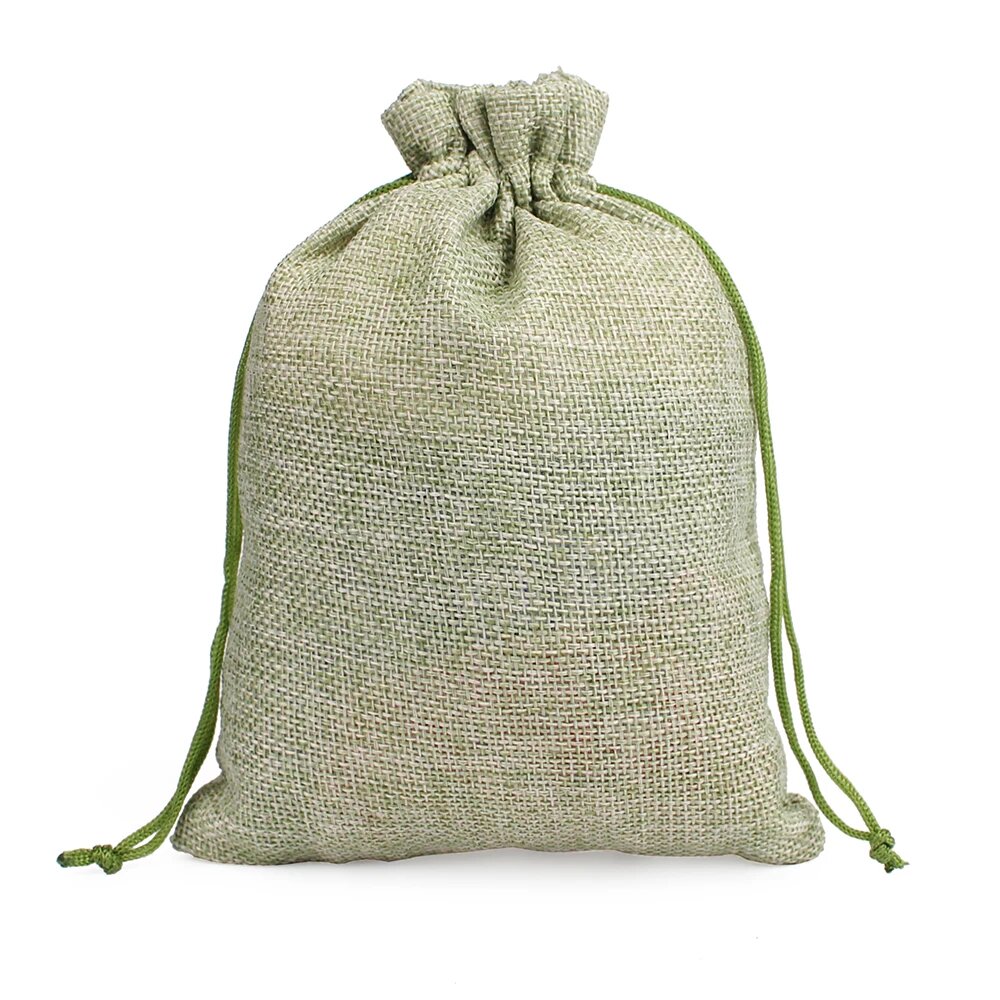 Джутовый мешочек 10x14 см, зеленый