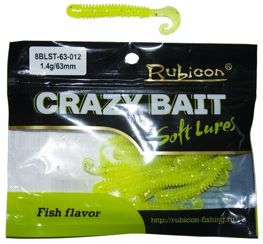 Съедобная силиконовая приманка RUBICON Crazy Bait BLST 1.4g, 63mm, цвет 012