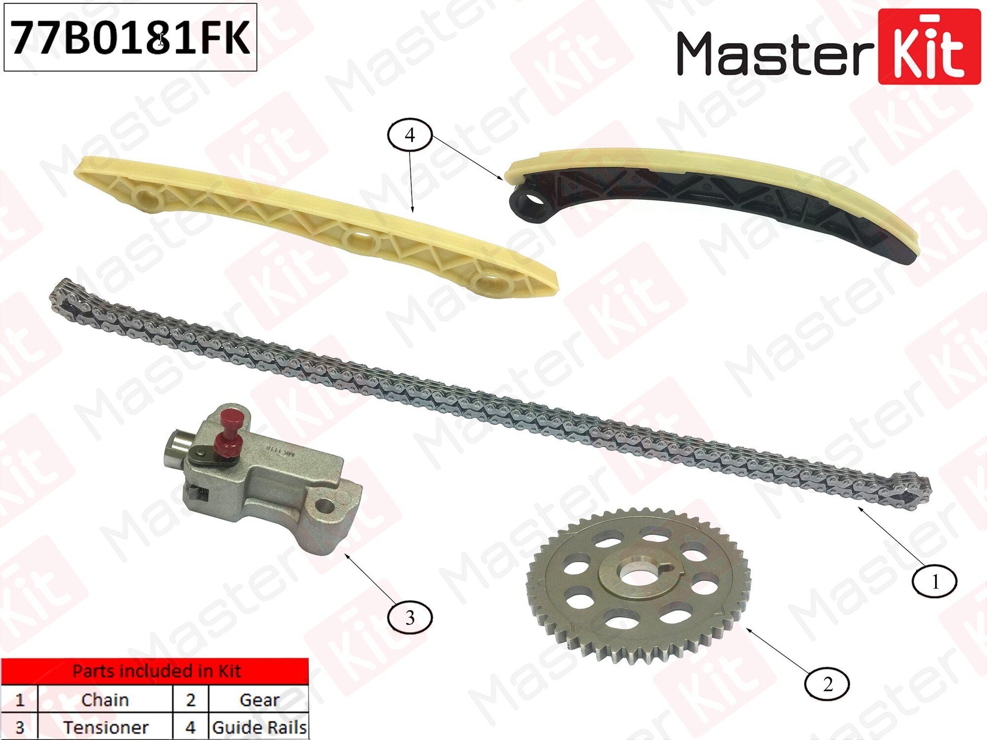 Комплект цепи ГРМ Honda Accord/CR-V 2.0i R20A 08-15 MASTERKIT 77B0181FK