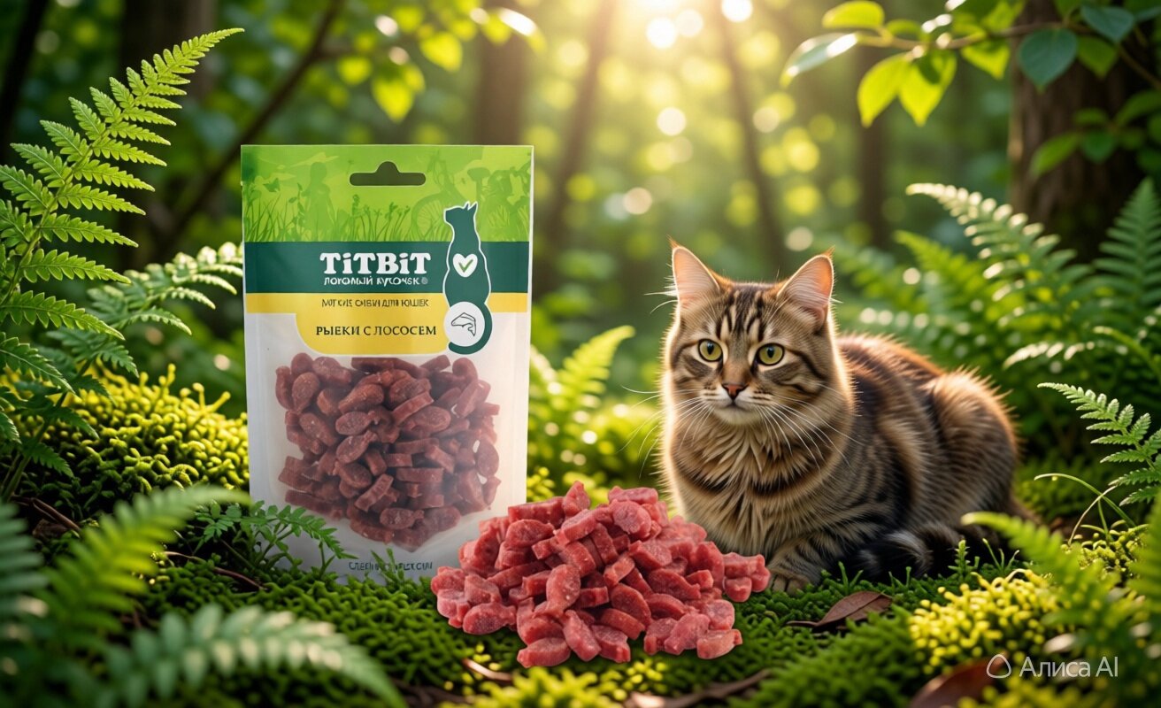 Лакомства для кошей TiTBiT Рыбки с лососем для кошек, мягкие снеки, 50гр