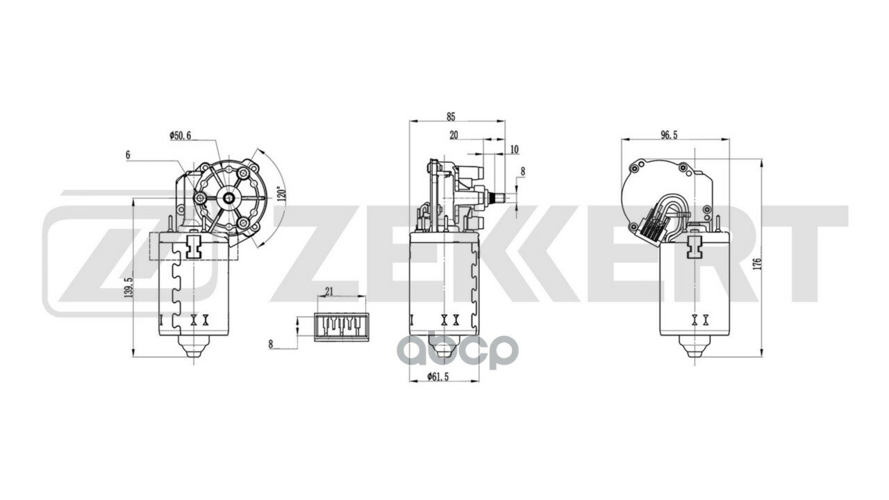 Мотор стеклоочистителя перед. VW Polo III 96- Passat III IV 93- Golf III IV 91- Caddy II 96- Tra Zekkert арт. ws-1004