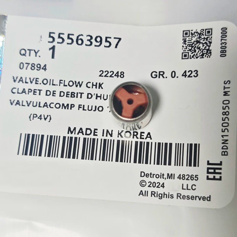 Обратный клапан потока масла подходит для Chevrolets Trax Cruze Sonic Epica 1,6 л 1,8 л Aveo5 OEM 55563957 90530050 55556227 Автоаксессуары