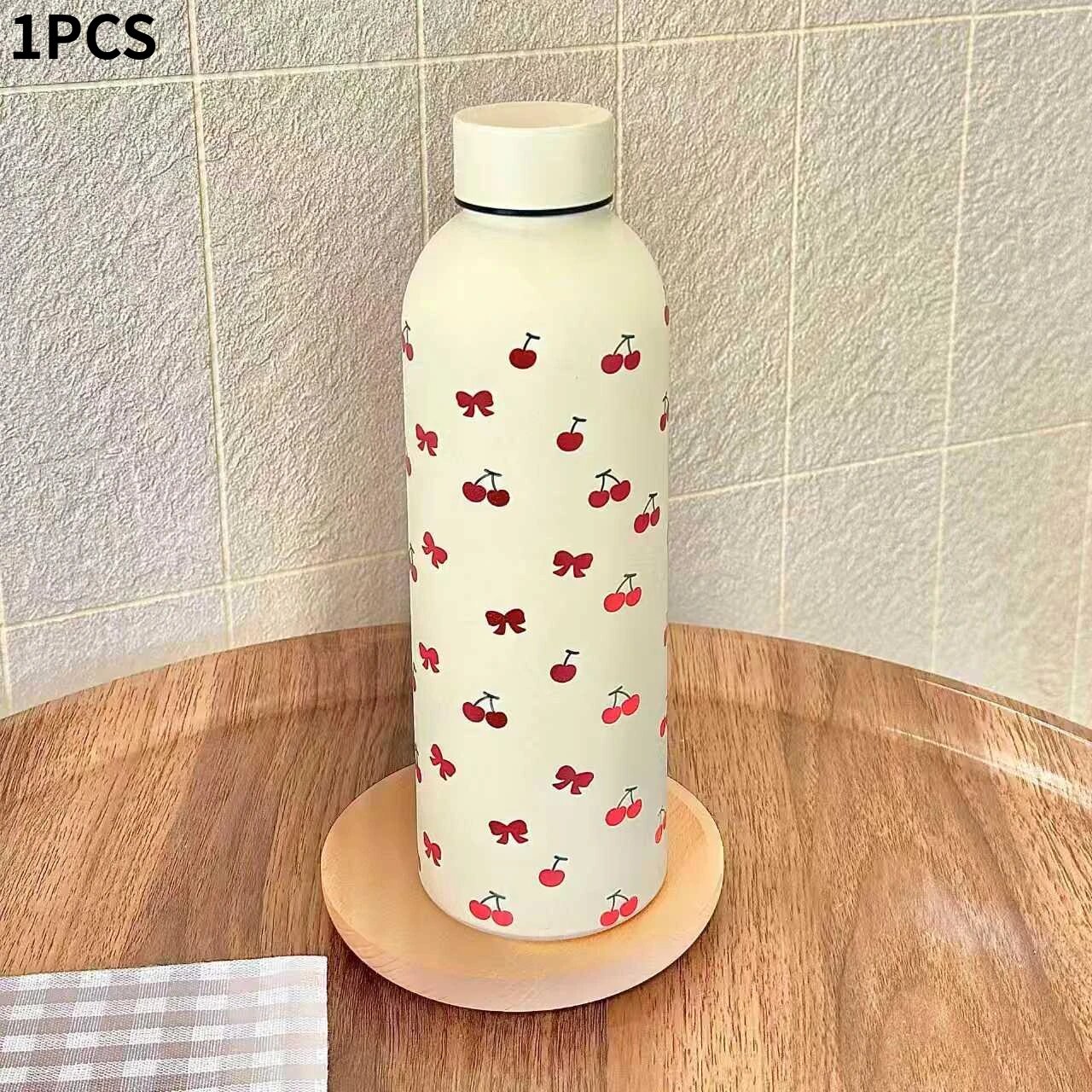 Термокружка с вишней, 1pcsbeige