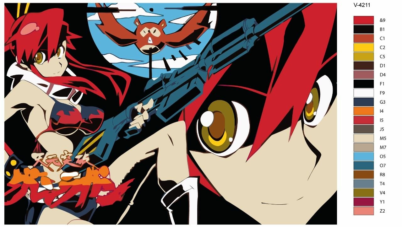 Картина по номерам V-4211 "Аниме: Гуррен-Лаганн (Gurren-Lagann). Ёко (Yoko Littner)", 40x60 см