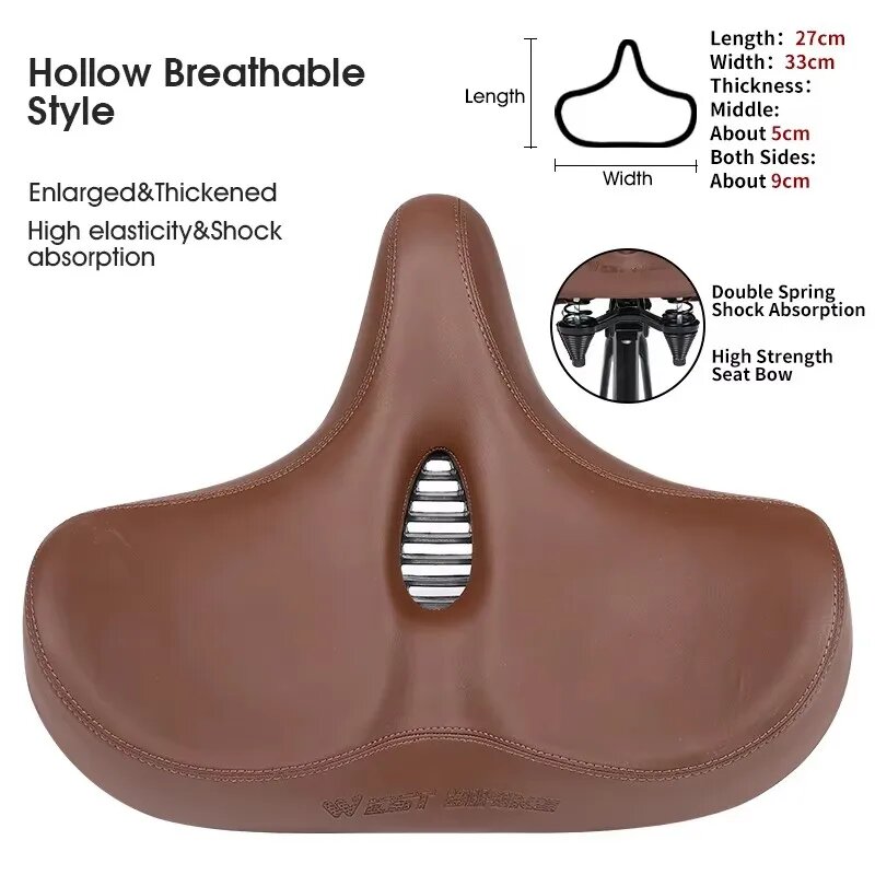 Велосипедное седло West Biking для горных велосипедов Коричневый, Hollow Dark Brown