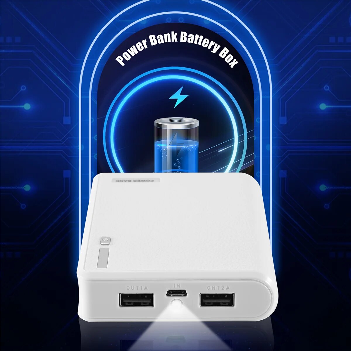 Чехол Портативное USB-зарядное устройство 5 В 2 А 18650 Power Bank Батарейный блок для смартфона iphone 6 Цвет: белый