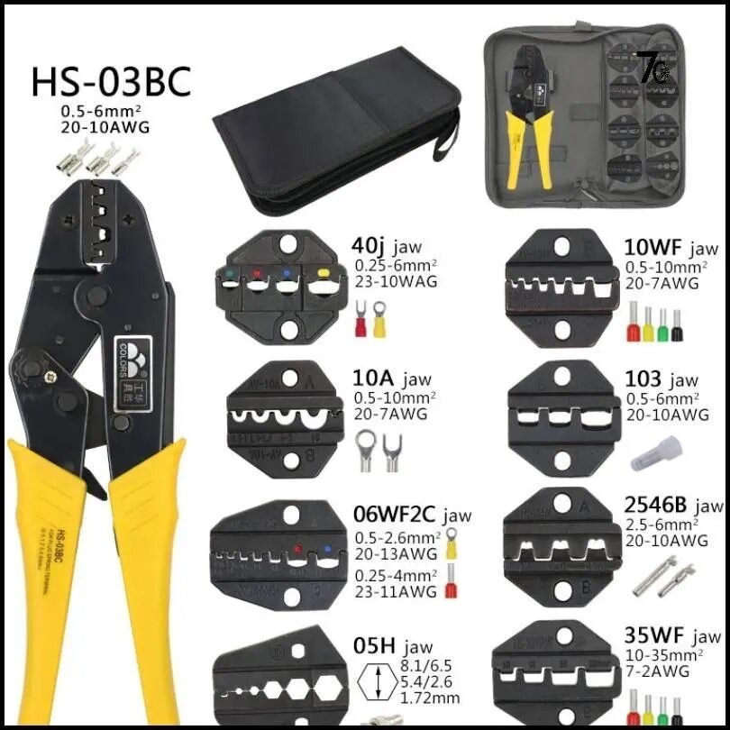 Обжимные инструменты HS-03BC Набор плоскогубцев Многофункциональный набор комбинированных инструментов с 8 губками-LCF