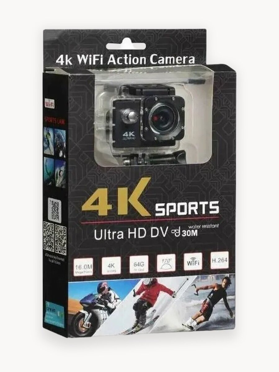 Экшн-камера, 4k, водонепроницаемая, с Wi-Fi, сенсорный дисплей