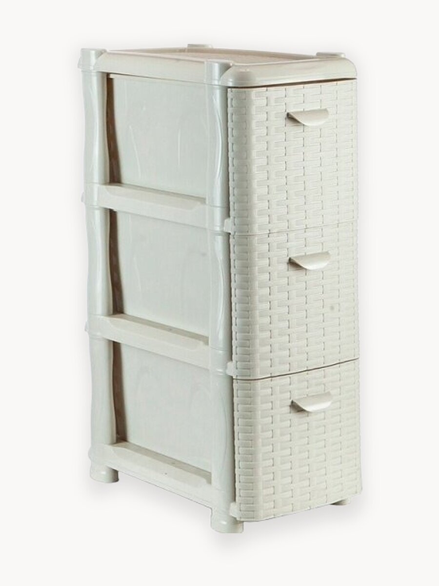 Комод Idea узкий ротанг (3 секции) М 2813 белый ротанг