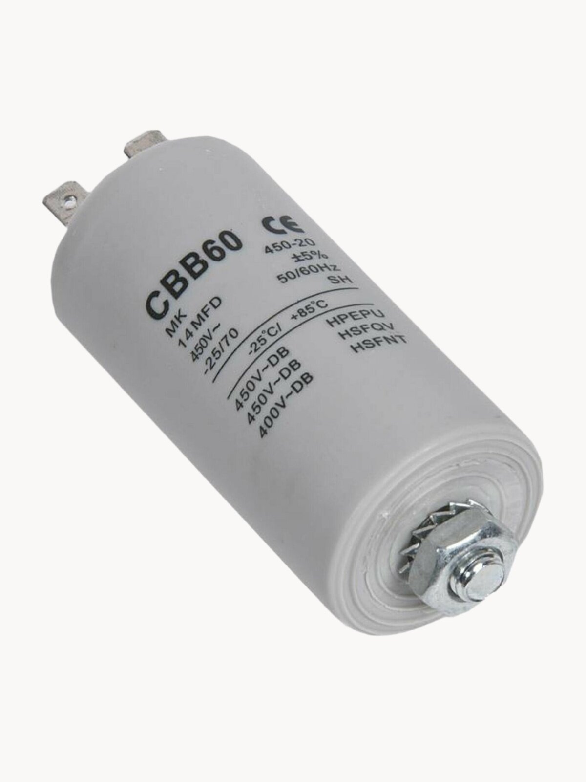 Пусковой конденсатор 14 uF (мкФ) - 450V 50/60Hz (CBB 60) / Для электродвигателя, кондиционера, стиральной машины.