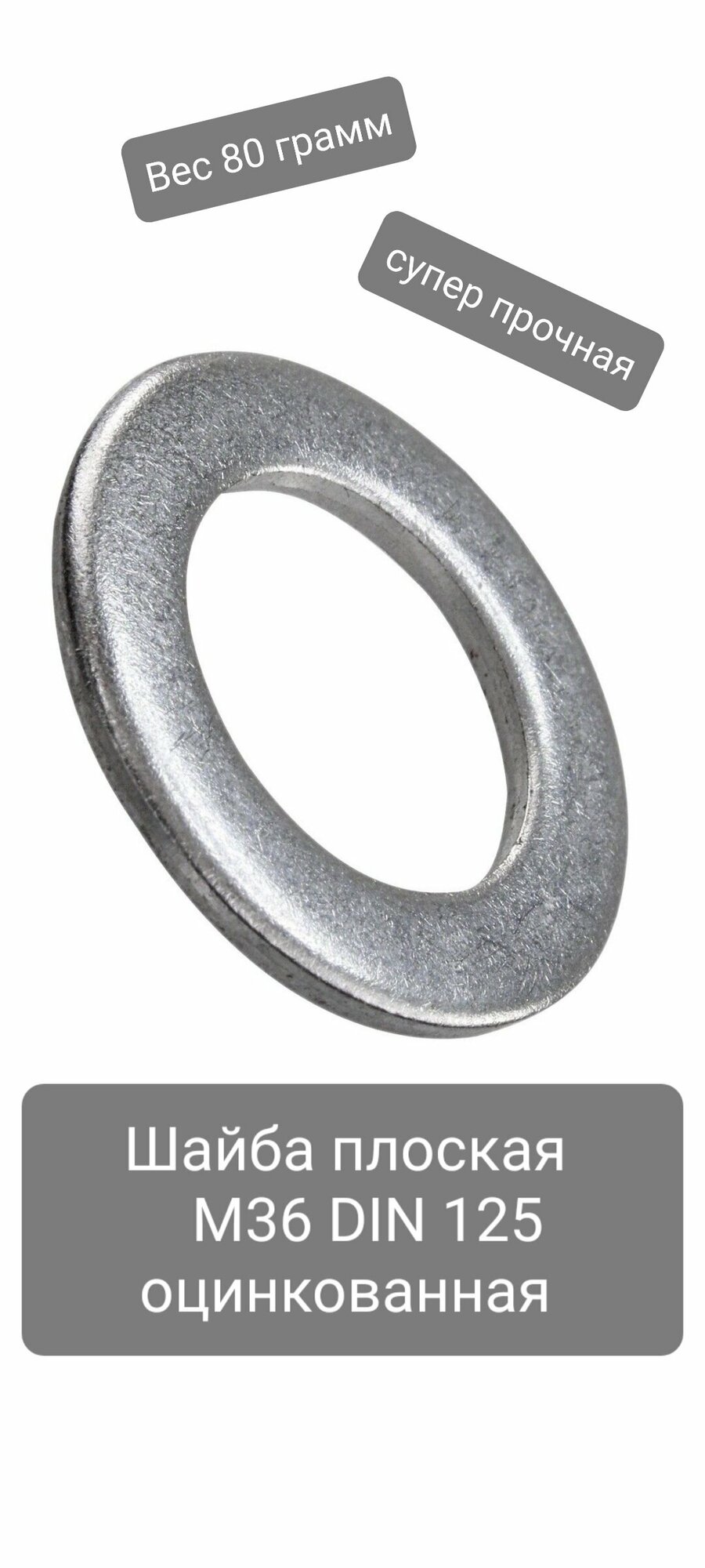 Шайба М36 Плоская Оцинкованная DIN125 Гост 11372-79 5Шт
