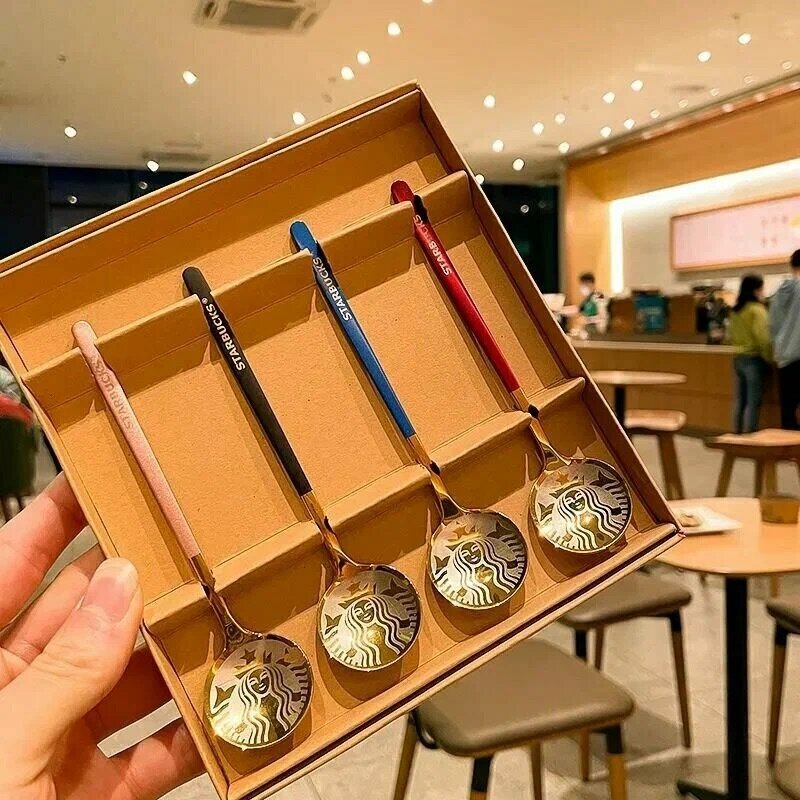 Подарочный набор чайных/кофейных ложек Starbucks , разноцветный 15см.