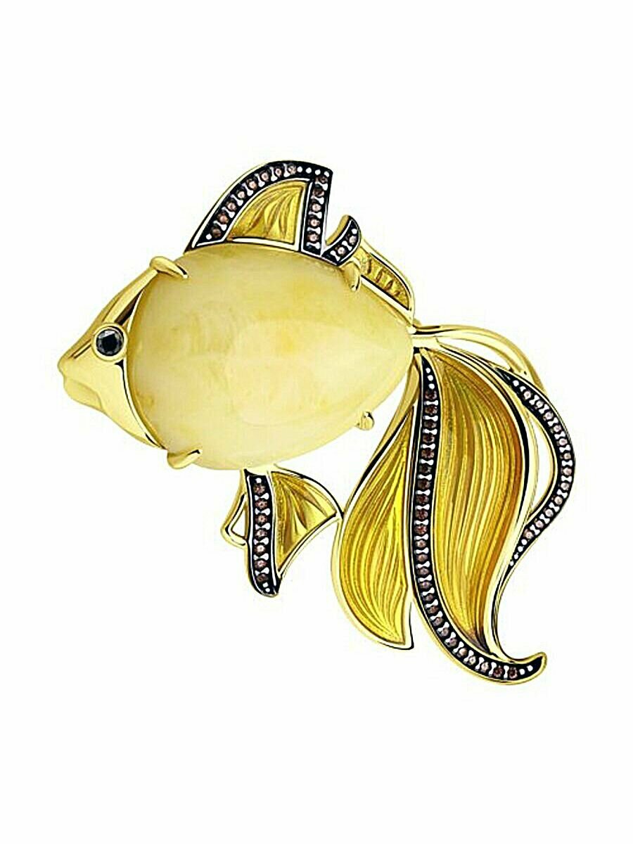 Брошь, серебро, 925 проба, родирование, фианит