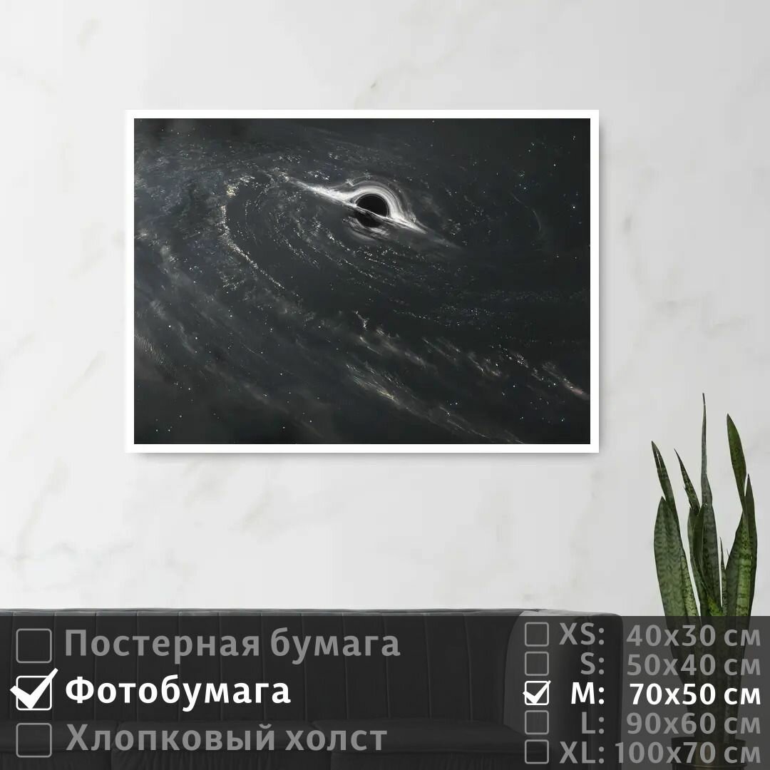 Постер на фотобумаге Черная Дыра В Космическом Пространстве 70х50 см ПолиЦентр