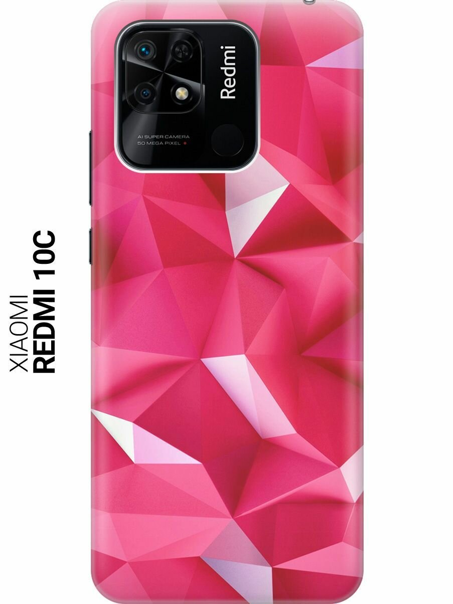 Силиконовый чехол на Xiaomi Redmi 10C, Сяоми Редми 10С с принтом "Малиновые ромбы"