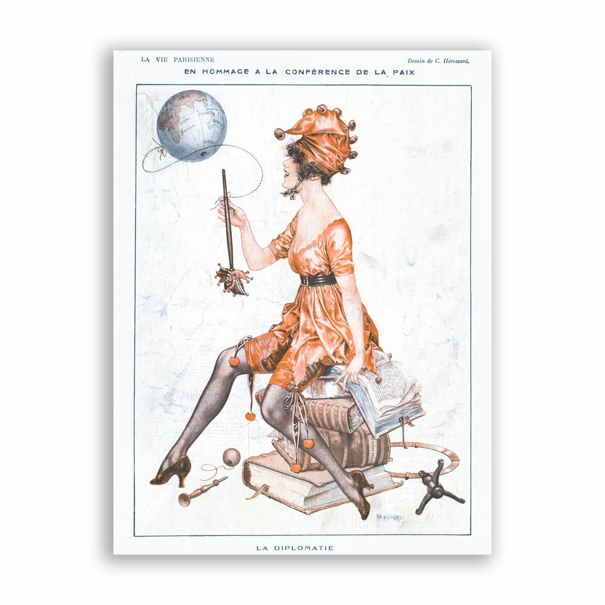 Постер на бумаге в стиле Пин-ап / La Vie Parisienne - En Hommage a la Conference de la Paix / Размер 40 x 53 см