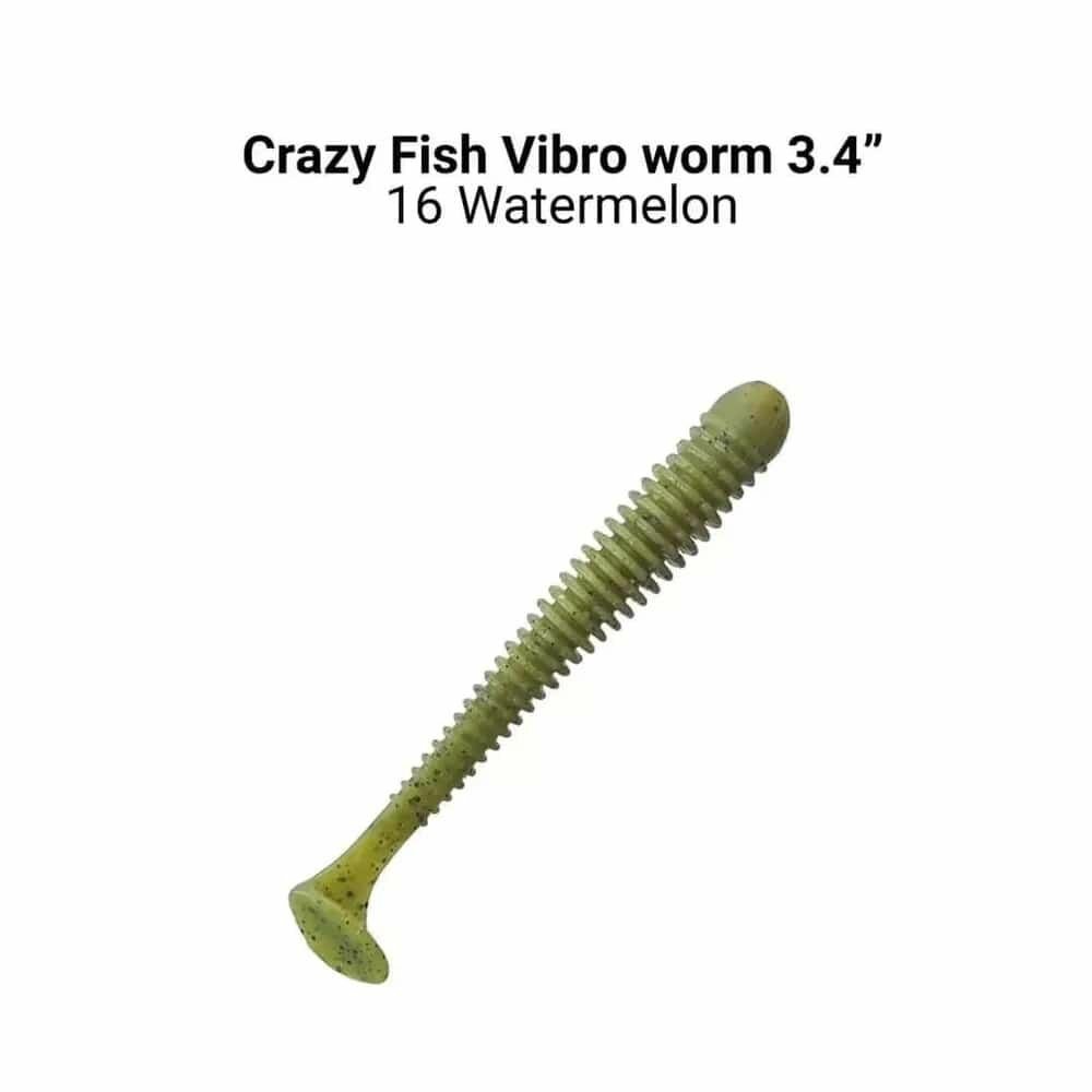 Силиконовая приманка для рыбалки, Crazy Fish VIBRO WORM-F 3.4' Кальмар # 16 (5шт), 85 мм, 2.8 г, # 16
