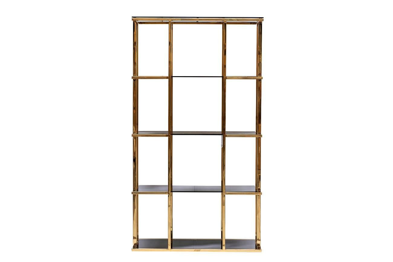 Стеллаж Garda Decor 46AS-SH1537-GOLD Стеллаж золотистый/темн. ст. 100*40*180см арт. 46AS-SH1537-GOLD