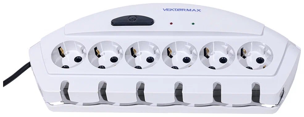 Сетевой фильтр VEKTOR Max, 3 м, 6 розеток, серый