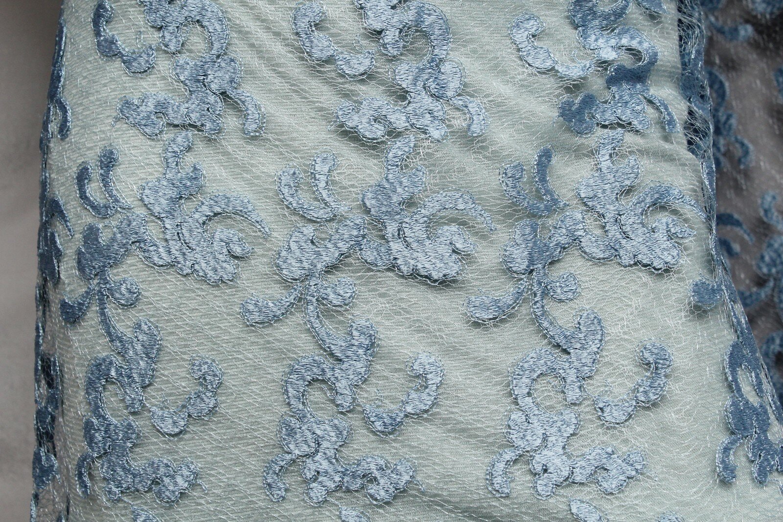 Ткань Кружево Cadena голубое с фестоном, ш130см, 0,5 м
