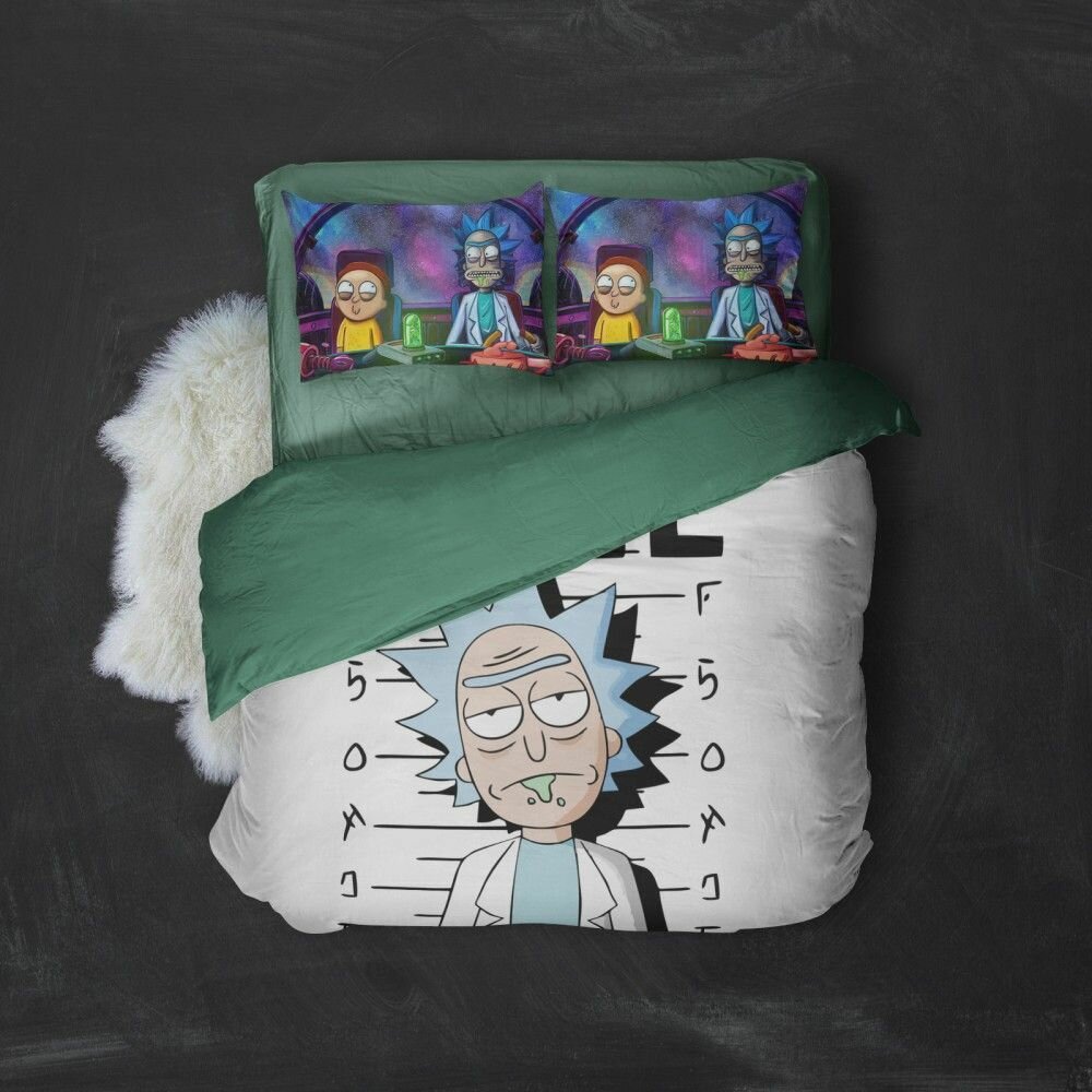 Арт комплект постельного белья Рик и Морти , Евро, 70/70