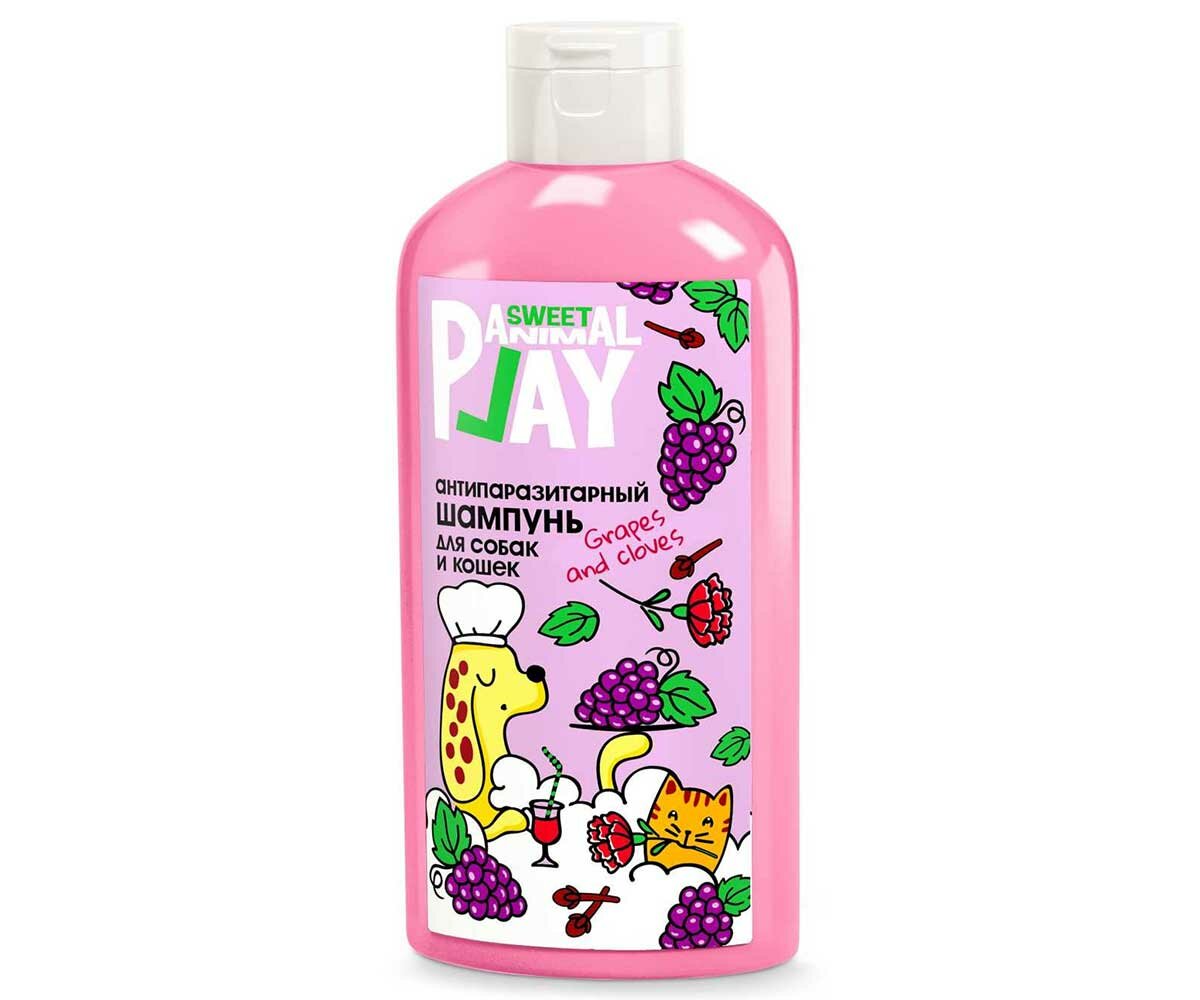 Шампунь для кошек и собак Animal Play антипаразитарный виноград и гвоздика 300мл
