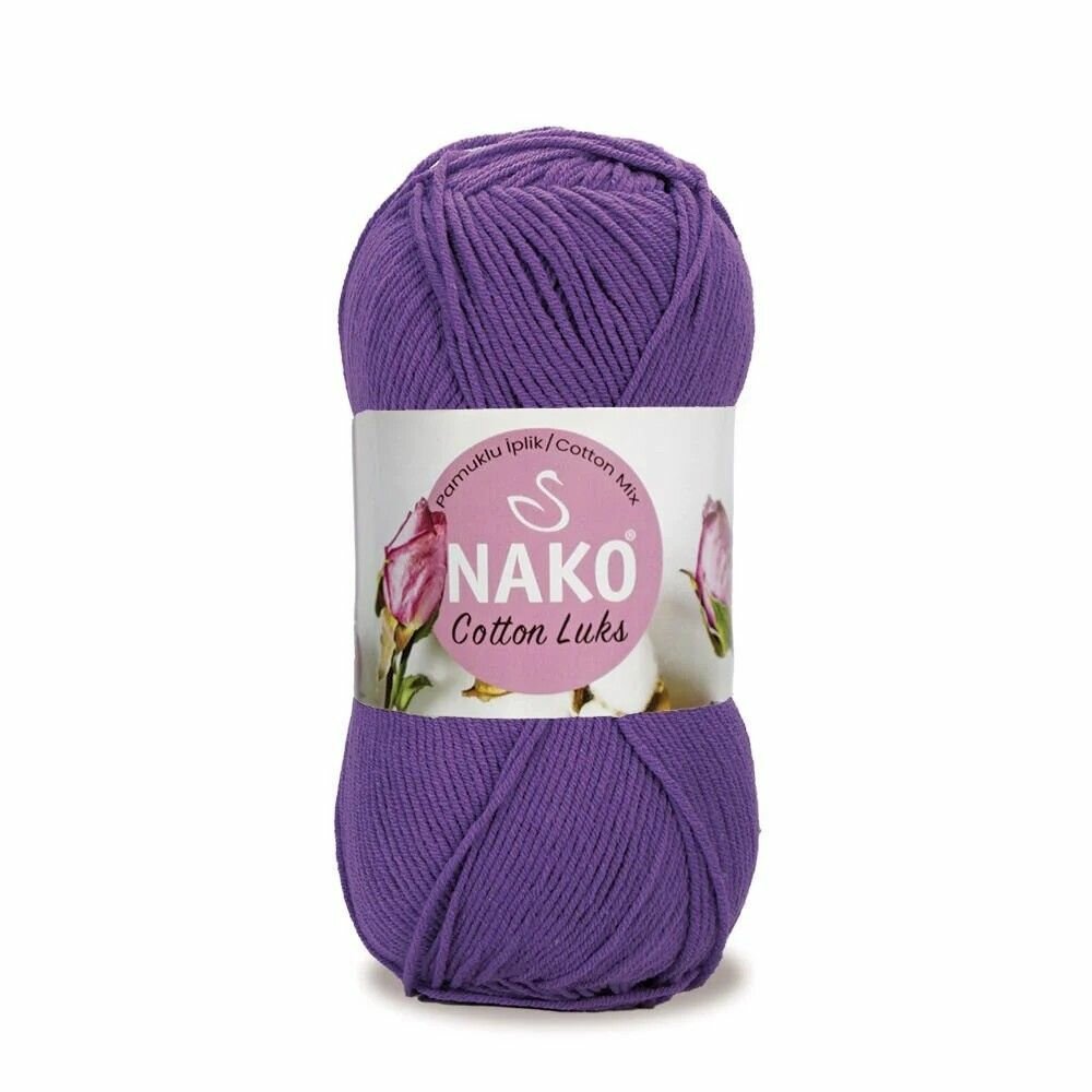 Пряжа Cotton Luks Nako, фиолетовый - 97560, 60% хлопок, 40% акрил, 5 мотков, 100 г, 330 м.