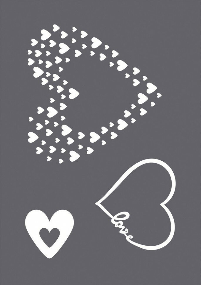 Rayher 45124000 Трафарет "Любовь" в наборе со шпателем-скребком, 21.0 х 15.0 см (А5)