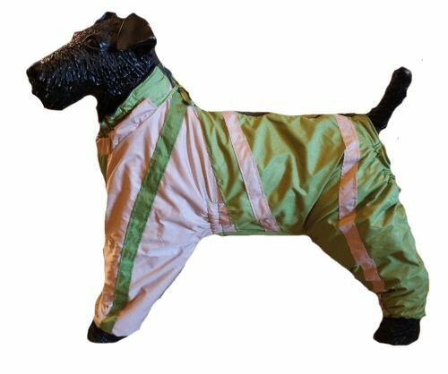 Тёплый комбинезон, с подкладкой флис, для пуделя малого суки, цвет зелёно-бежевый