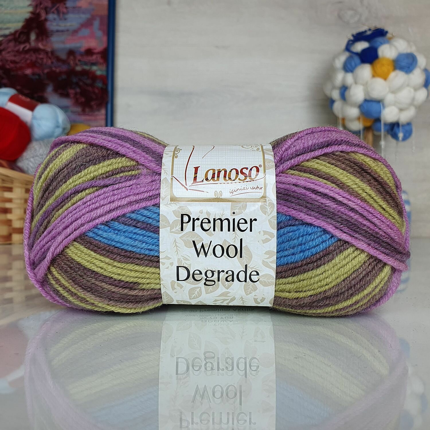 Пряжа Premier wool color Lanoso, сирен/горчиц - 004, 70% шерсть, 30% акрил, 5 мотков, 100 г, 230 м.