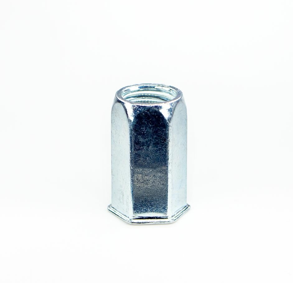 Заклепка гаечная М5 шестигранная, уменьшенный бурт, 2-я длина, оцинкованная сталь 100шт