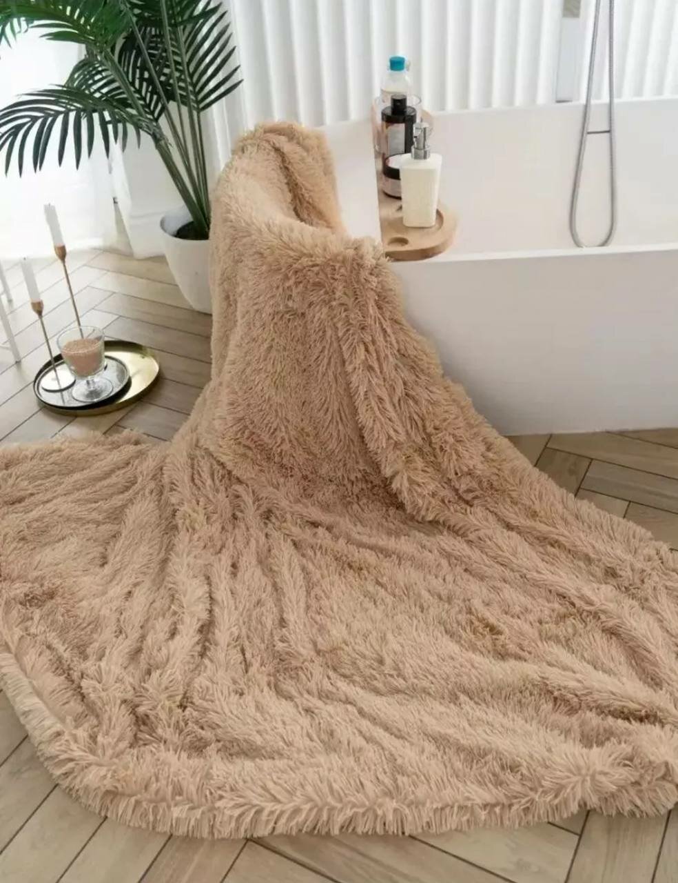 Пушистый плед с длинным ворсом, Евростандарт 200х220 см