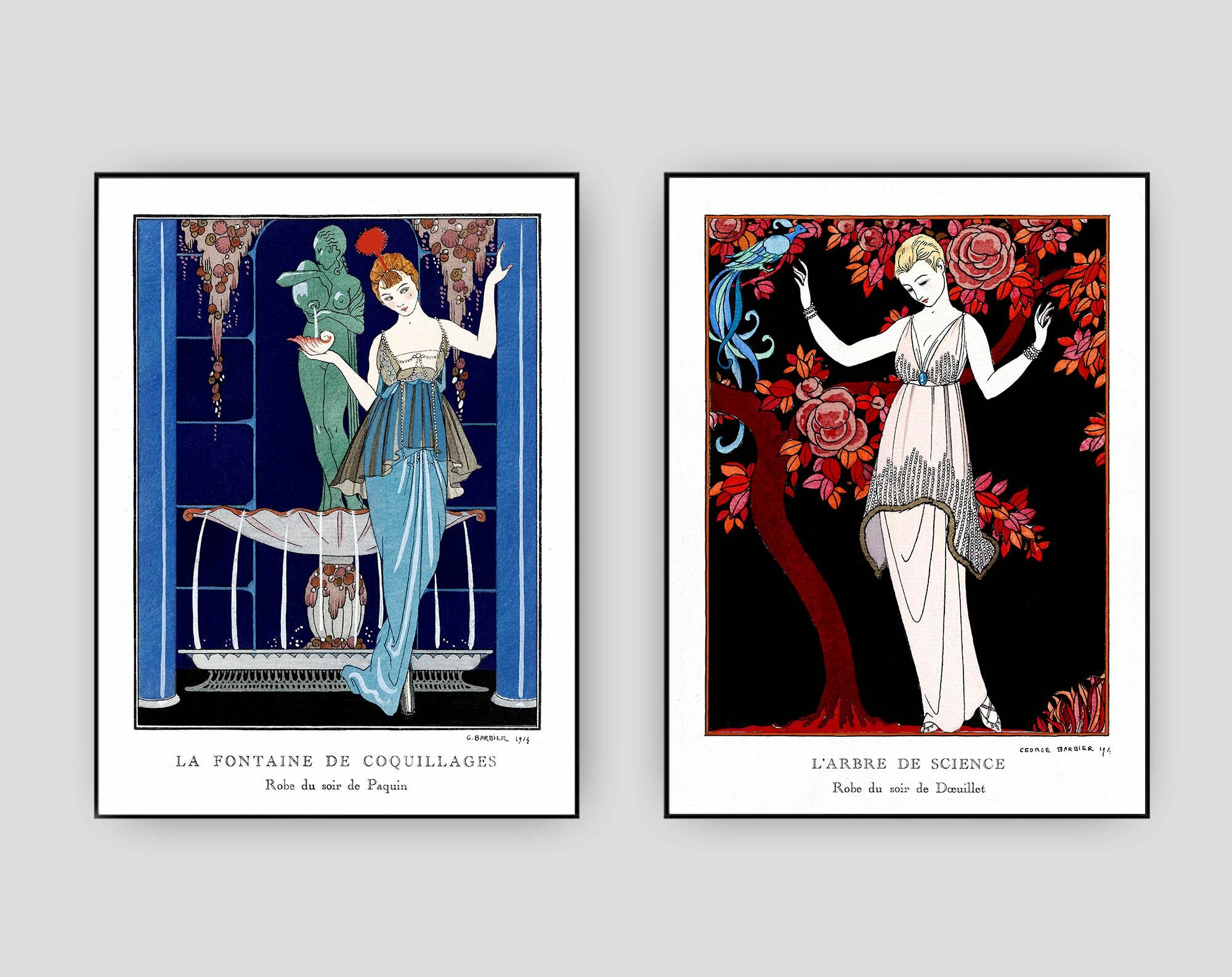 Набор интерьерных постеров "Мода 20-х Арт Деко", А3 без рамы. 2 винтажных плаката в стиле модерн George Barbier "Vogue и Харпер Базар"