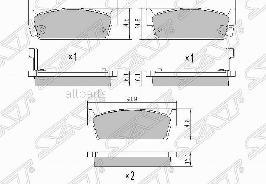 SAT ST-AY060-NS036 Колодки тормозные (Сзади) Nissan 200SX 89-94 / Cedric 83-09