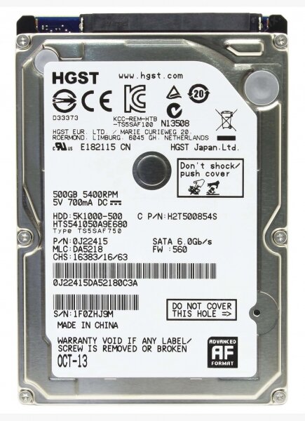 Жесткий диск Hitachi 0J22415 750Gb SATAII 2,5" HDD