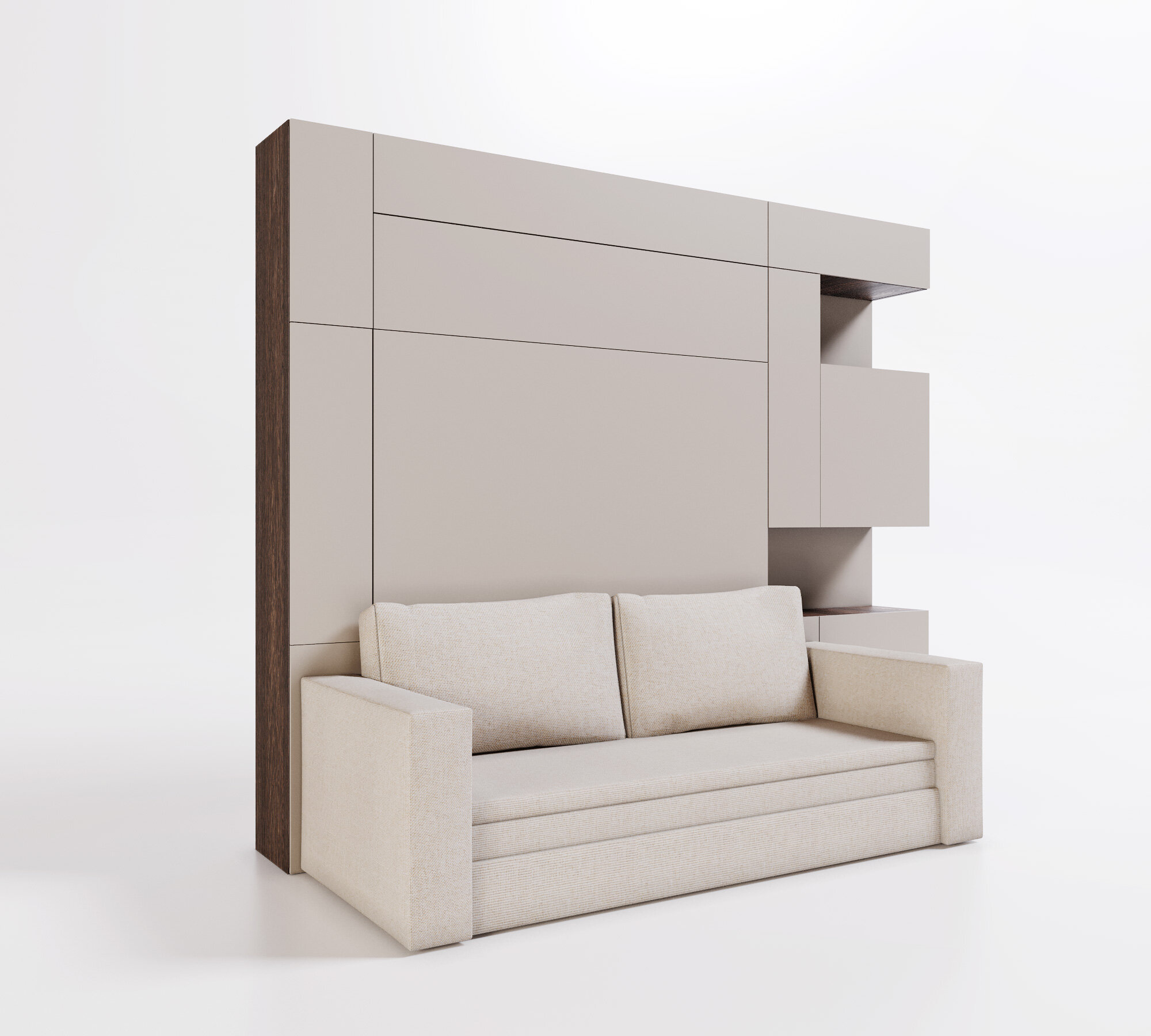 Шкаф кровать-трансформер с диваном Летто Максима Гранде 1600 исполнение 3/2 Космо