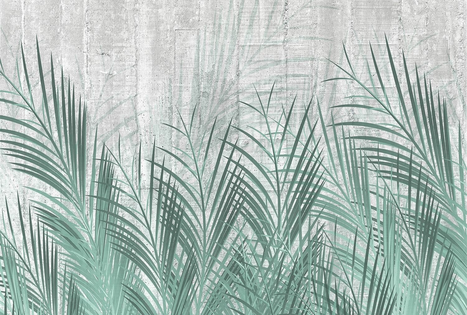 Фотообои/ F-091 Зелёные листья на бетоне 400х270-1Divino