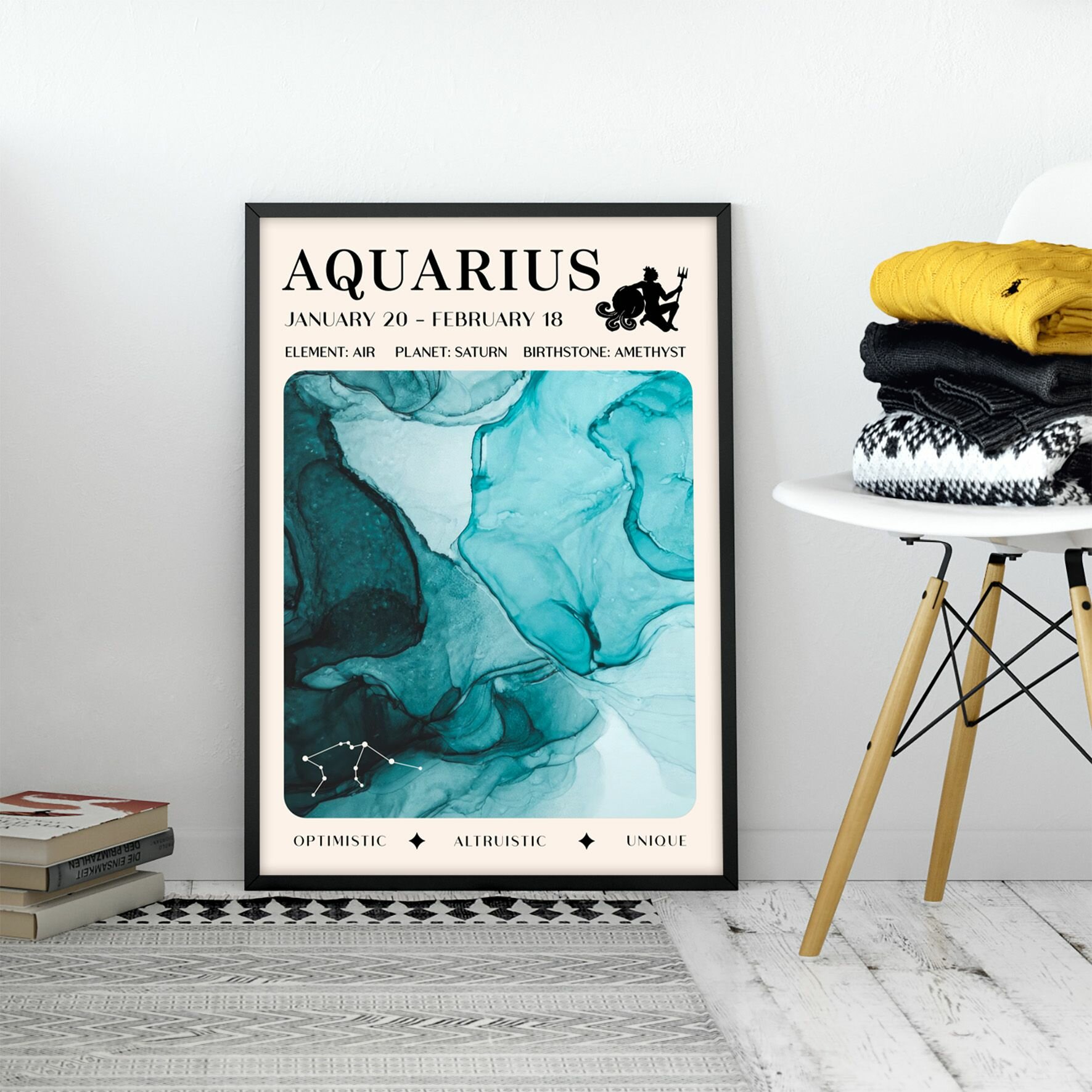 Постер Астрология знак зодиака Водолей Aquarius 40x50