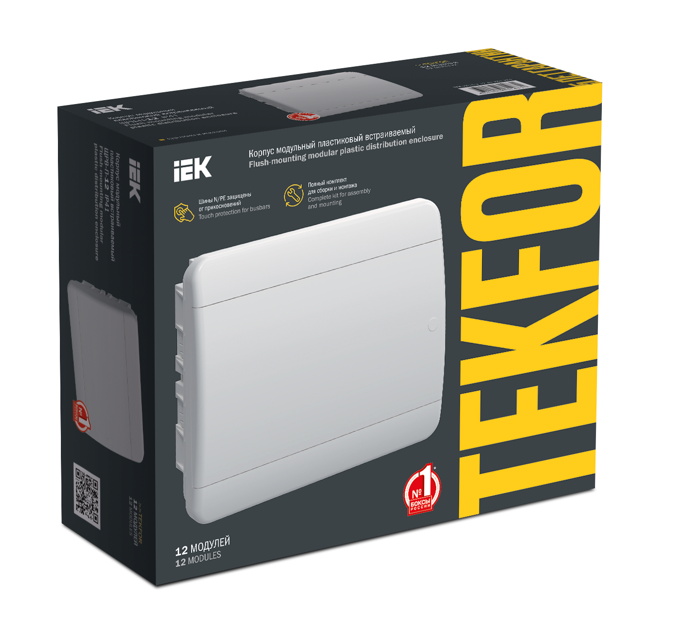 TEKFOR Корпус пластиковый ЩРН-П-12 IP41 черная прозрачная дверь IEK