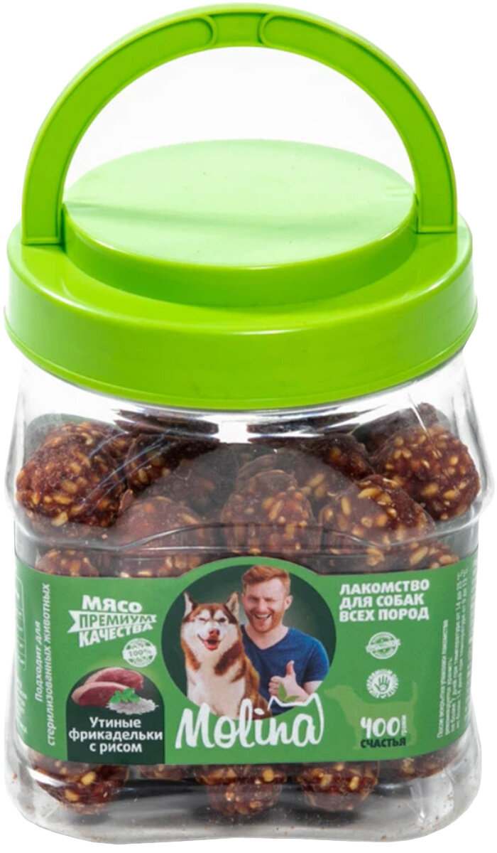 Лакомство MOLINA для собак всех пород утиные фрикадельки с рисом 400 гр 1 шт