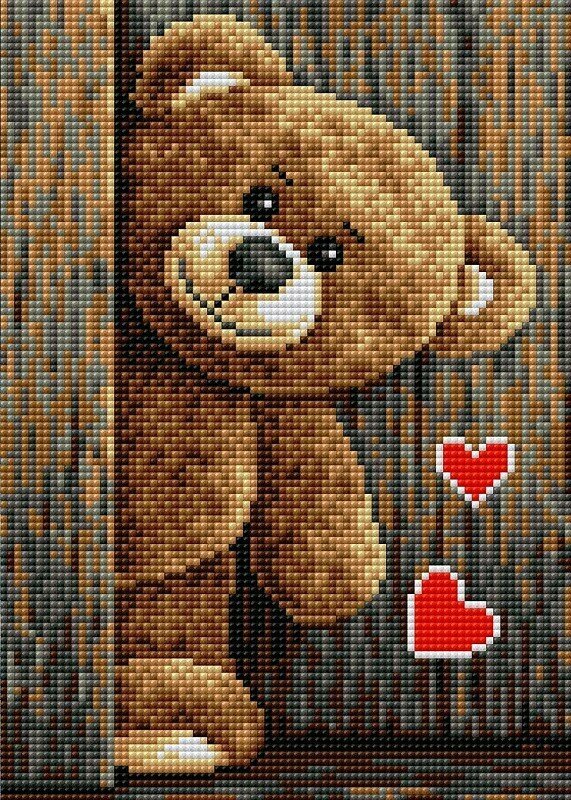 Набор Вышиваем бисером #V-141 Магнит "Мишка", Алмазная Мозаика, 20 х 28 см