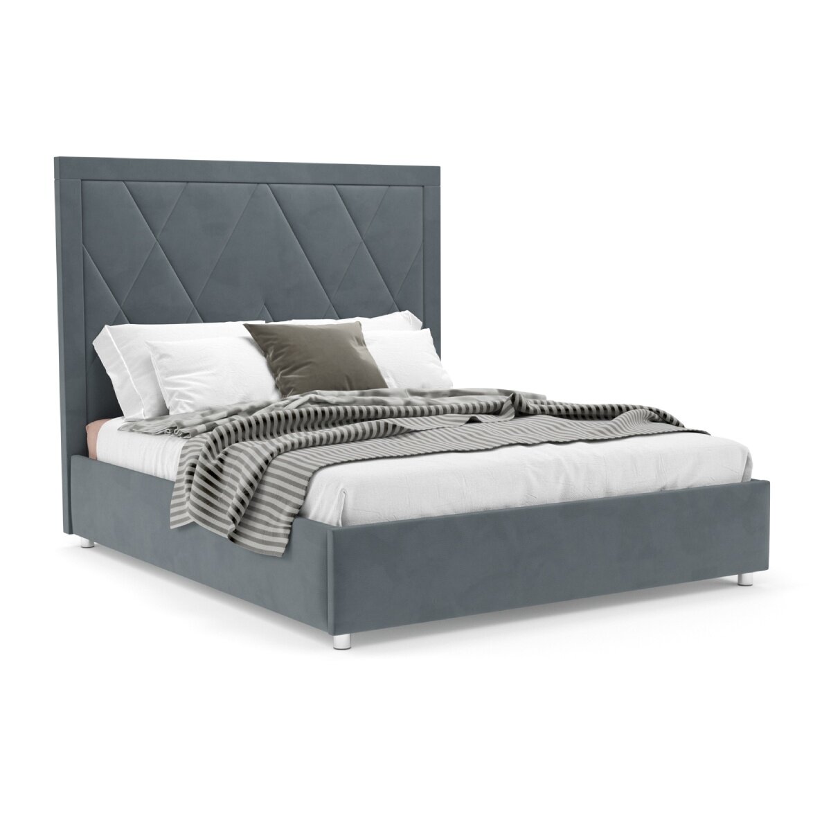 Кровать Сток Диванов Эстель Slate серо-синий 174 см с подъёмным механизмом