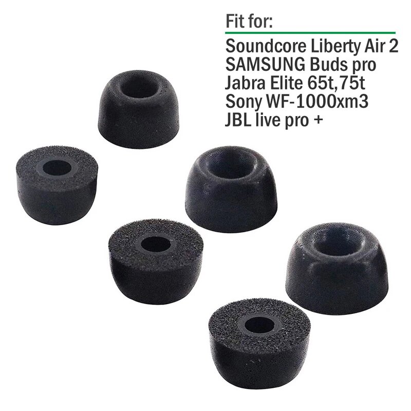 6 шт, амбушюры TENNMAK из пены для наушников Soundcore и Jabra М